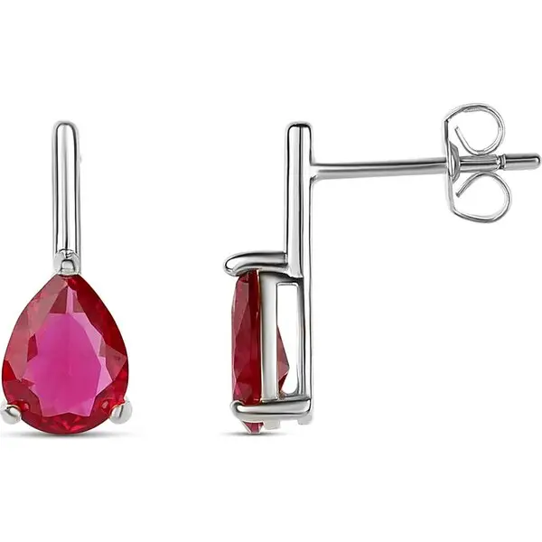 SHYMI Pear Stone Mini Drop Earrings - Pink Silver
