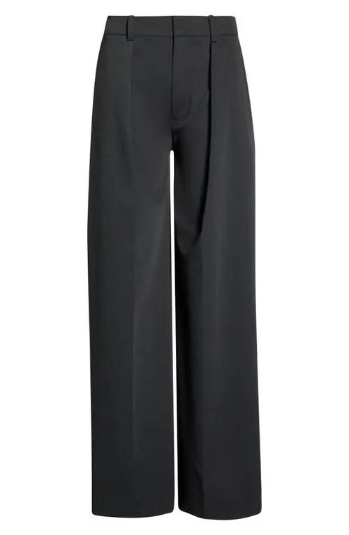 Staud Maysen Wide Leg Pleated Trousers - Smoke