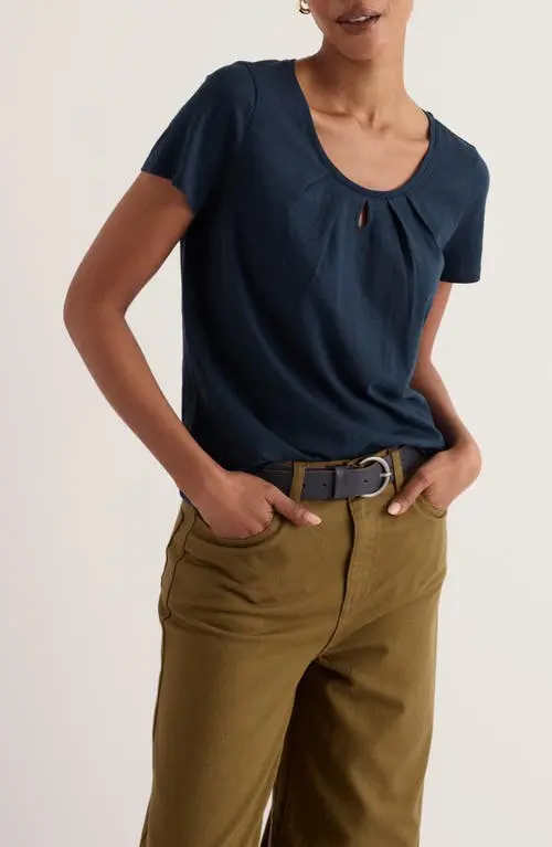 SEASALT CORNWALL Appletree Keyhole Organic Cotton T-shirt - Maritime