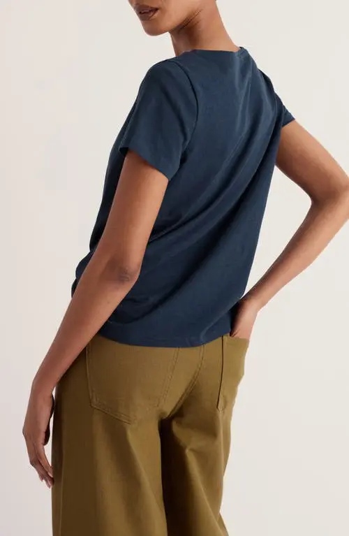 SEASALT CORNWALL Appletree Keyhole Organic Cotton T-shirt - Maritime
