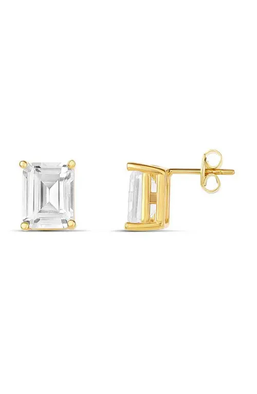 SHYMI Emerald Cut Prong Set Stud Earrings - Gold