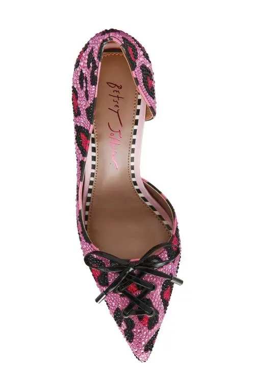 Betsey Johnson Delta D'orsay Pumps With Crystal Embellishments