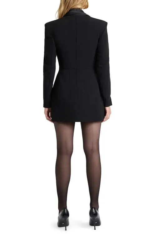 Bardot Sonia Pleated Shawl Collar Long Sleeve Minidress