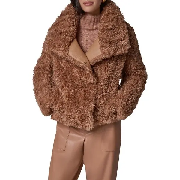 Donna Karan New York Faux Fur Teddy Jacket - Camel