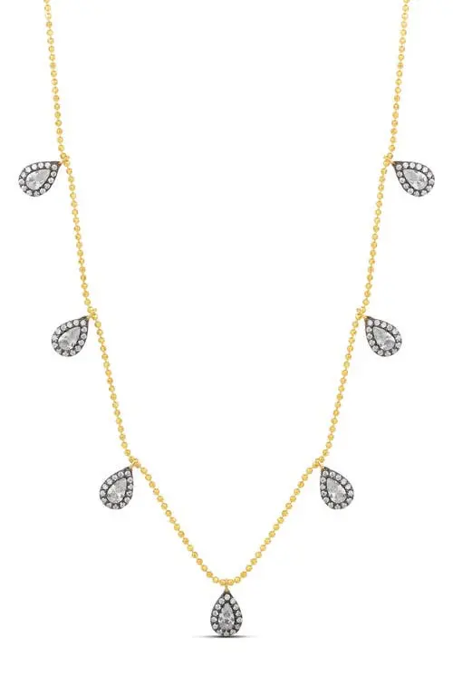 SHYMI Pear Shape Cubic Zirconia Drop Necklace - Gold/black