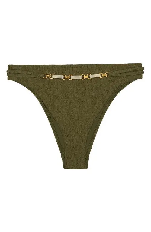 VIX PAULA HERMANNY Cheeky Swim Bottoms With Hardware Accents - Dark Green