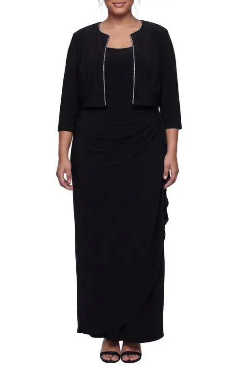 Alex Evenings Empire Waist Matte Jersey Gown With Jacket