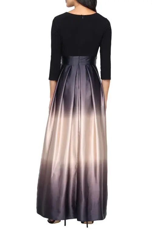 SL FASHIONS Jersey Bodice Ombré Satin A-line Gown