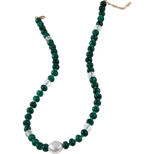 MACRAE & CO. Beaded Stone And Pearl Necklace - Green