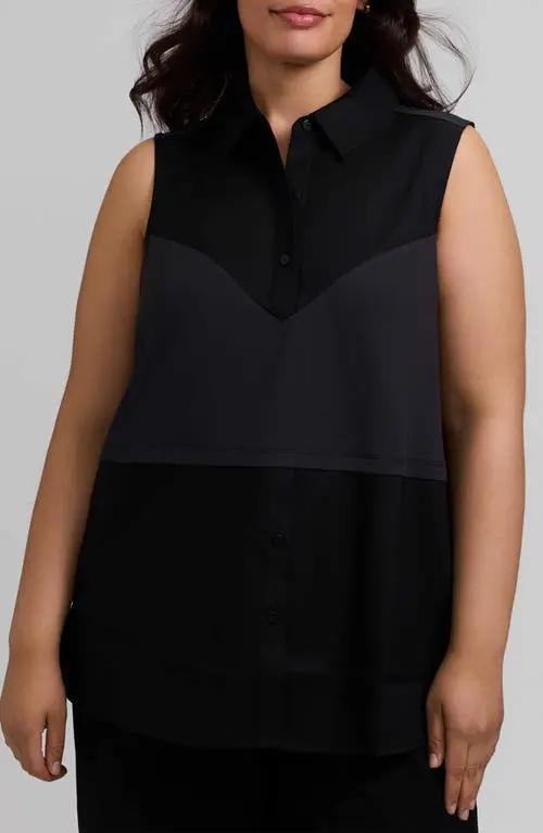Foxcroft Chelsea Layered Sleeveless Tank - Black