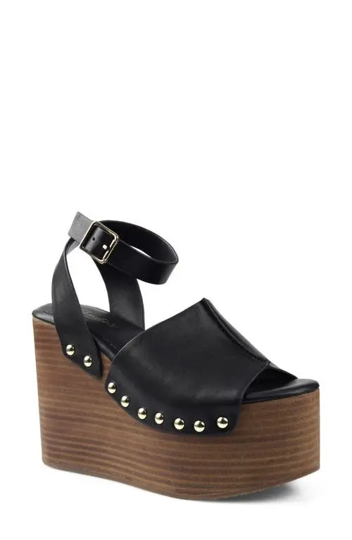 CANDIE'S Jackson Ankle Strap Platform Wedge Sandal - Blklt