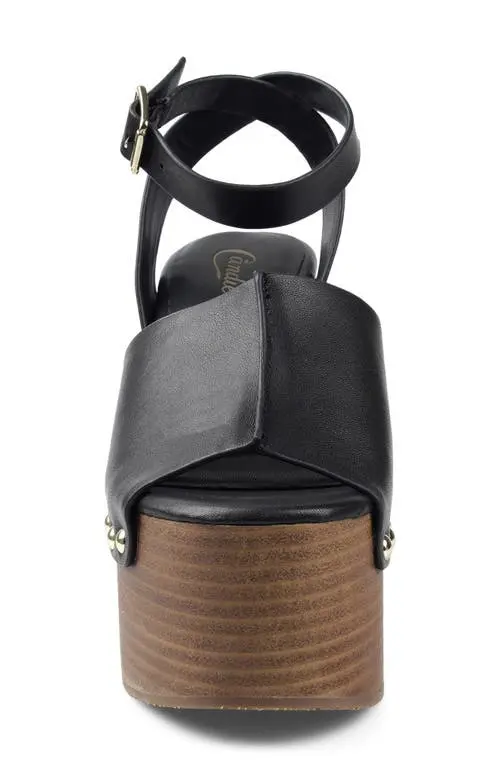 CANDIE'S Jackson Ankle Strap Platform Wedge Sandal - Blklt