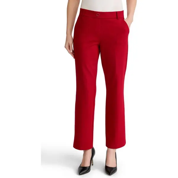 KASPER Faux Fly Pull-on Pants - Fire Red