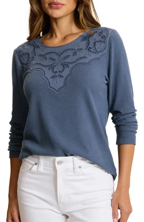 Tommy Bahama Schiffli Embroidered Waffle Stitch Top