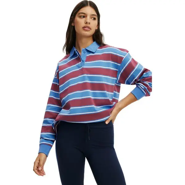 Cotton:on Active Rugby Jersey - Cherry Dream Ruby Stripe