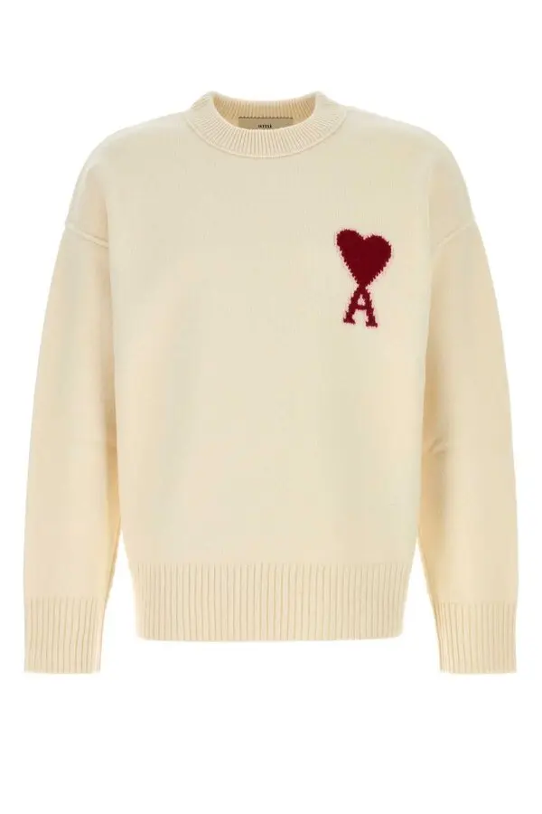 AMI Paris Ivory Wool Sweater