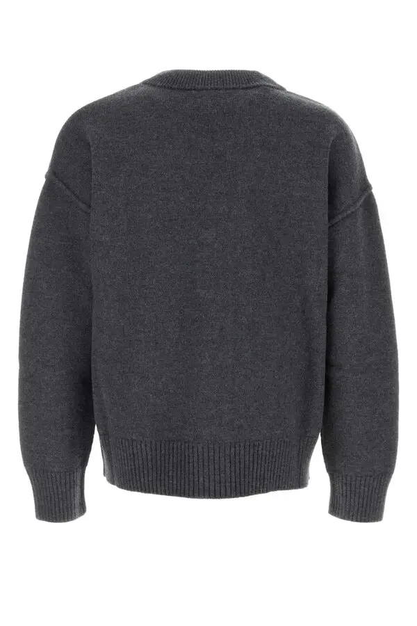 AMI Paris Dark Grey Wool Cardigan