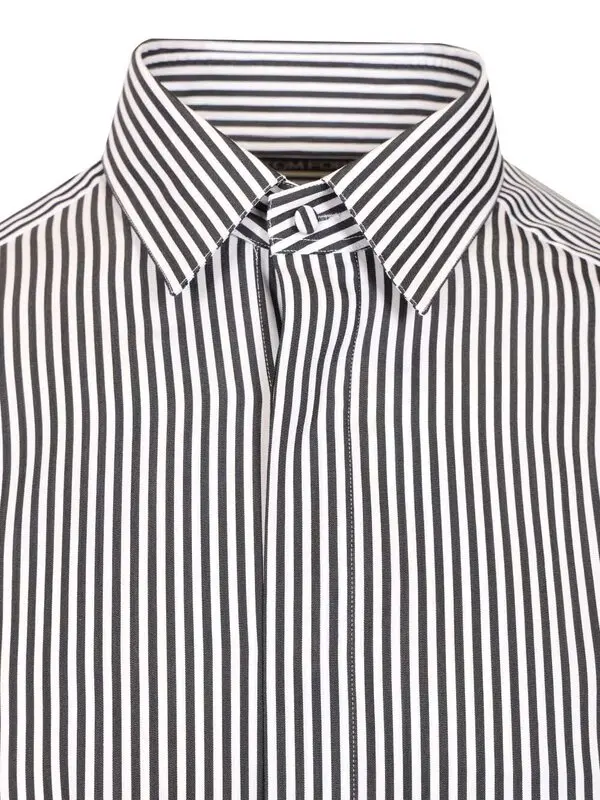 TOM FORD Silk Cotton Ladder Stripe Classic Fit Shirt - Multicolor