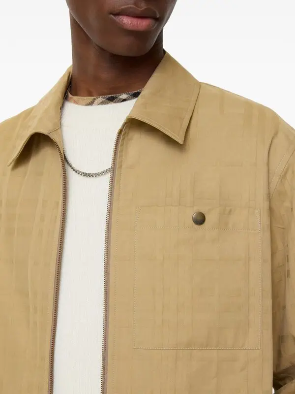 Burberry Check Cotton Zip-up Shirt