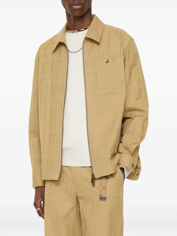 Burberry Check Cotton Zip-up Shirt
