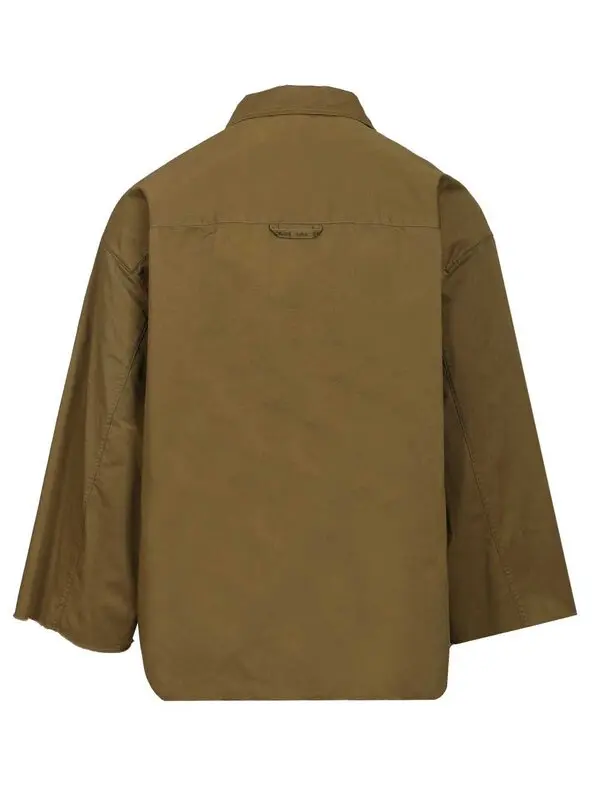 Celine Oversized Shirt In Cotton And Linen Twill - Green