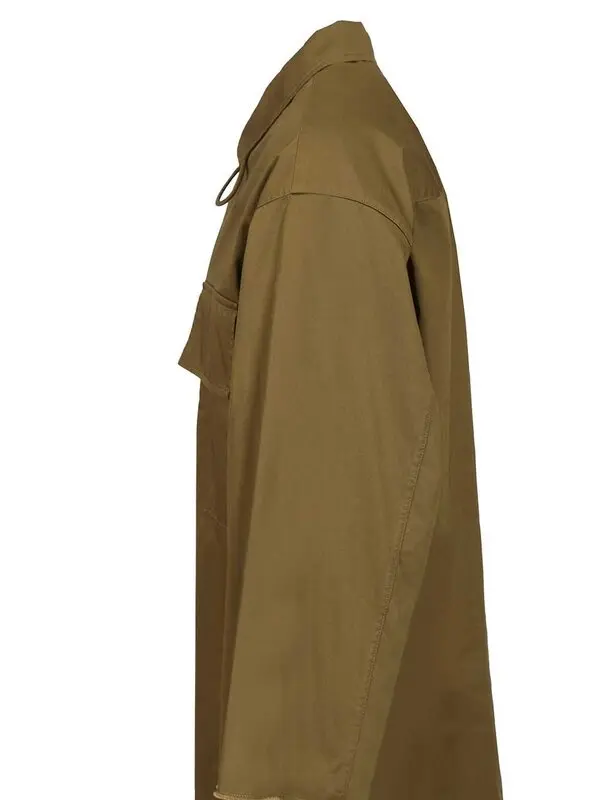 Celine Oversized Shirt In Cotton And Linen Twill - Green