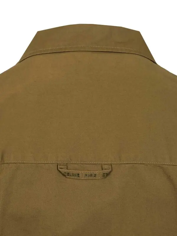 Celine Oversized Shirt In Cotton And Linen Twill - Green