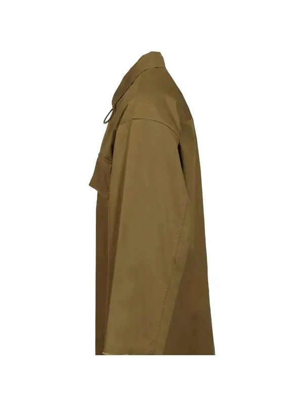 Celine Oversized Shirt In Cotton And Linen Twill - Green