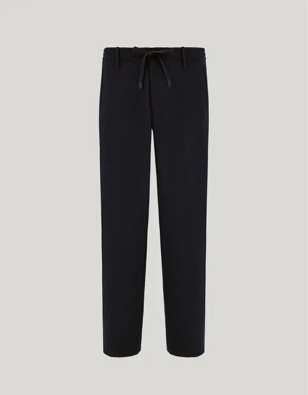 Canali Navy Impeccabile Wool Flannel Drawstring Pants