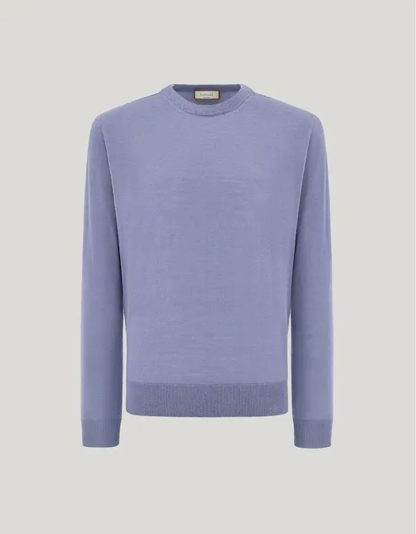 Canali Nuvola Crew Neck Sweater In Extra-fine Merino Wool - Light Blue