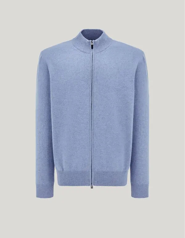 Canali Full-zippered Cardigan In Wool And Cashmere