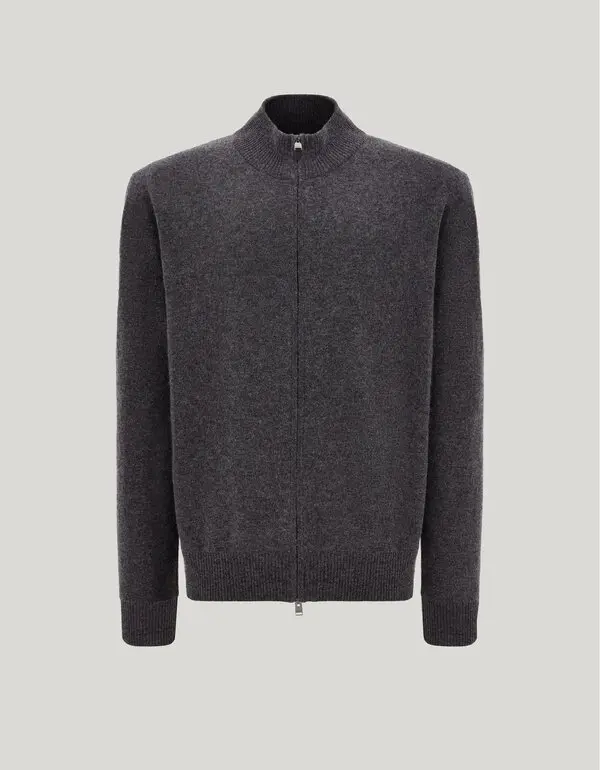 Canali Wool And Cashmere Full-zippered Cardigan - Grey