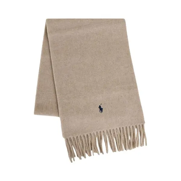 Polo Ralph Lauren Solid Recycled Wool Scarf 'oatmeal Heather - Cream