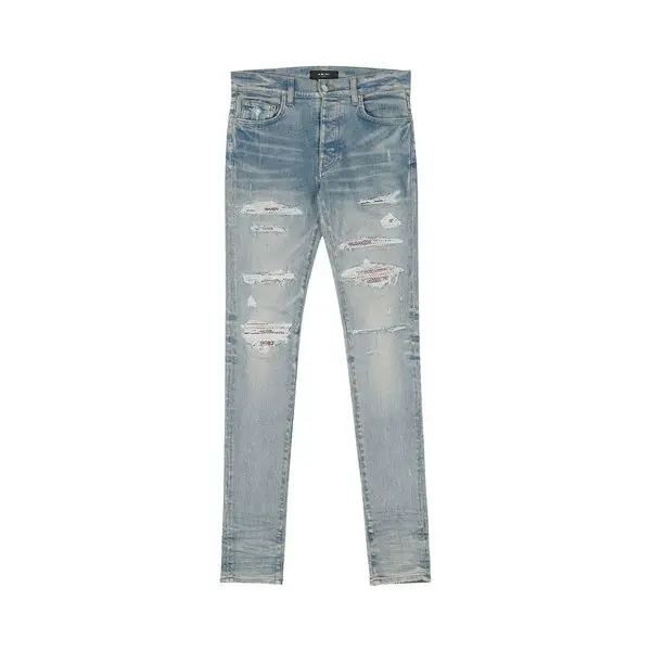 Amiri Bleachout Crystal Thrasher Jeans 'antique Indigo