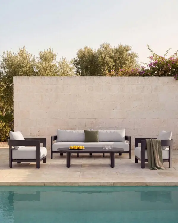 Quince Curved Powder-coated Aluminum Outdoor Coffee Table