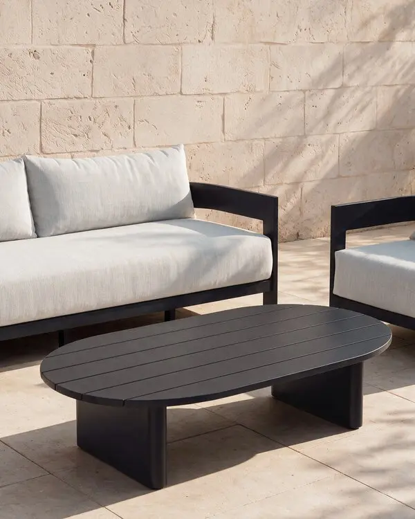 Quince Curved Powder-coated Aluminum Outdoor Coffee Table