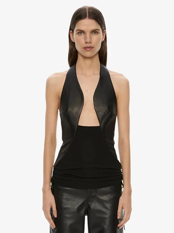 Christopher Esber Tailored Slope Leather Halter Top