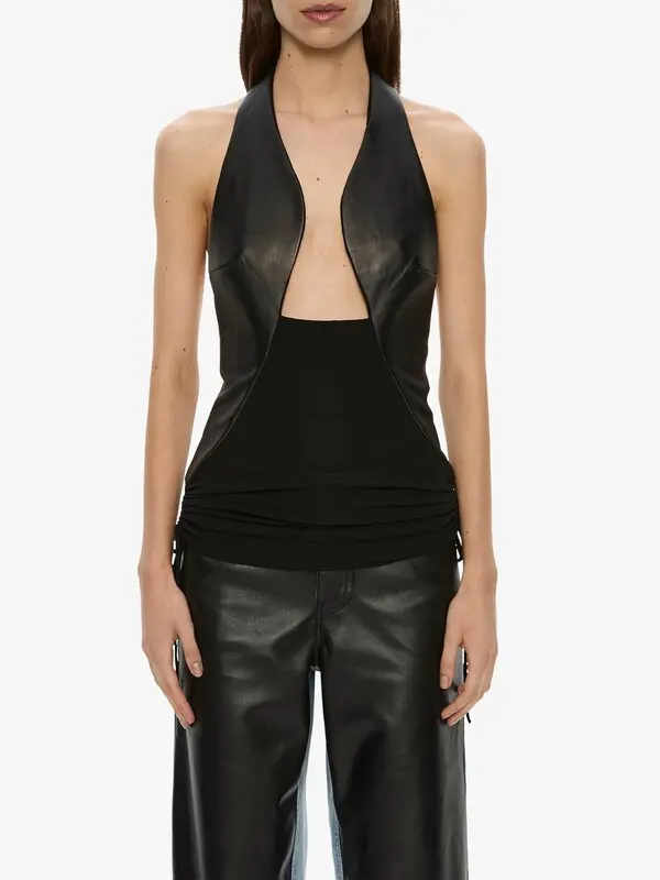 Christopher Esber Tailored Slope Leather Halter Top