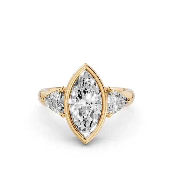 AYA FINE JEWELRY Ottavia Marquise And Trillion Lab Grown Diamond Three Stone Ring In Gold - Yellow