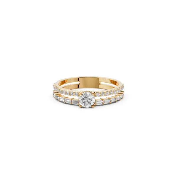 AYA FINE JEWELRY Indra Round Brilliant Lab Grown Diamond Double Band Baguette Ring - Yellow