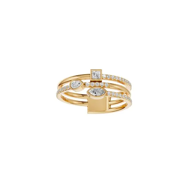 AYA FINE JEWELRY Bezel Set Mixed Shape Lab Grown Diamond Band Ring In 14k Gold - Yellow