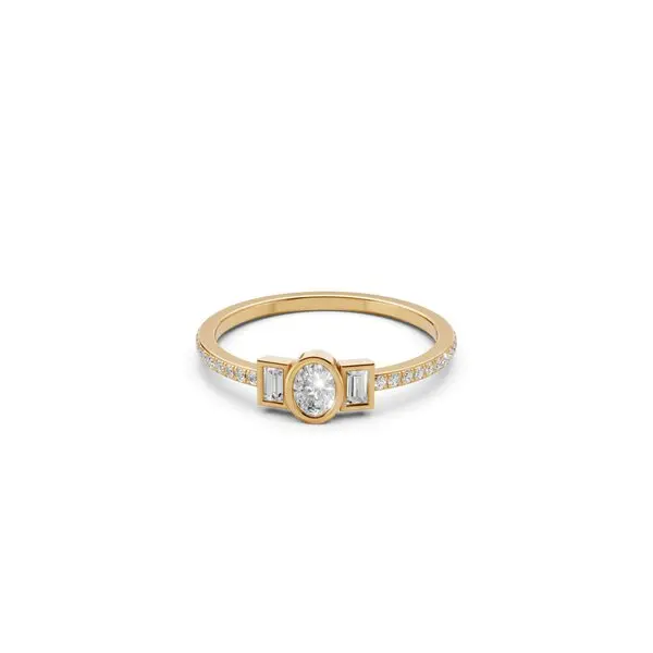 AYA FINE JEWELRY Oval Diamond Engagement Ring With Baguette Accents In 14k Gold - Yellow