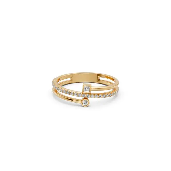 AYA FINE JEWELRY 14k Gold Round And Princess Cut Diamond Ring - Yellow