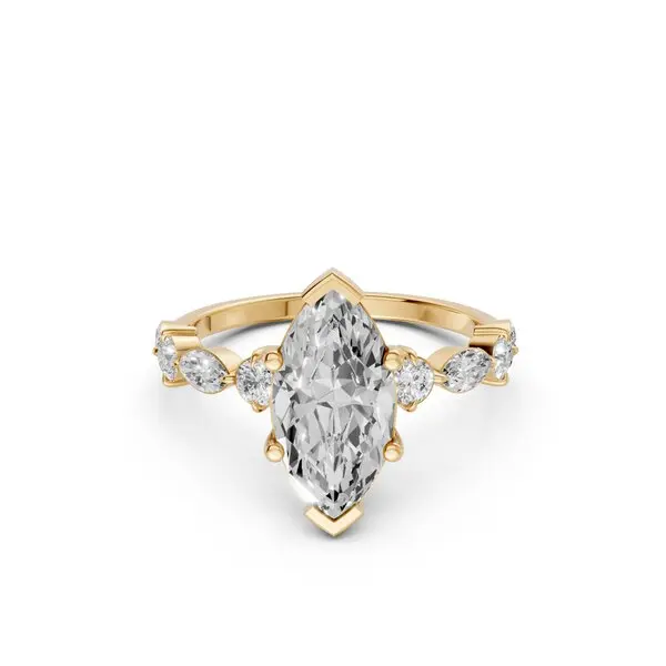 AYA FINE JEWELRY Basilia Marquise Cut Lab Grown Diamond Cluster Ring - Yellow