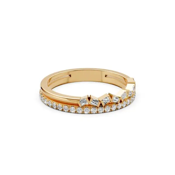 AYA FINE JEWELRY Vesper Baguette And Round Cut Lab Grown Diamond Stacking Band Ring - Yellow