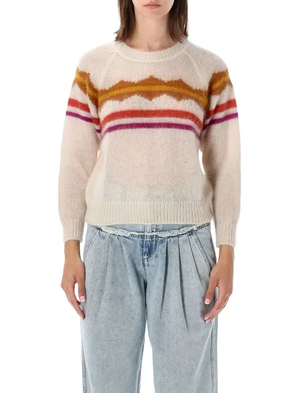 MARANT ETOILE Striped Wool-blend Crew Neck Sweater - Beige