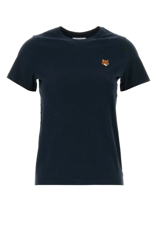 Maison Kitsuné 100% Cotton Crewneck T-shirt With Fox Embroidery