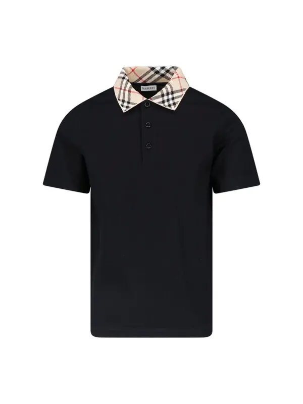 Burberry Short Sleeve Polo Shirt With Check Collar
