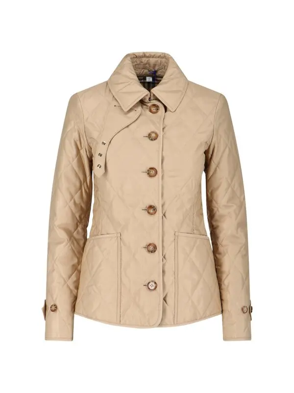 Burberry Quilted Button-front Jacket - Beige