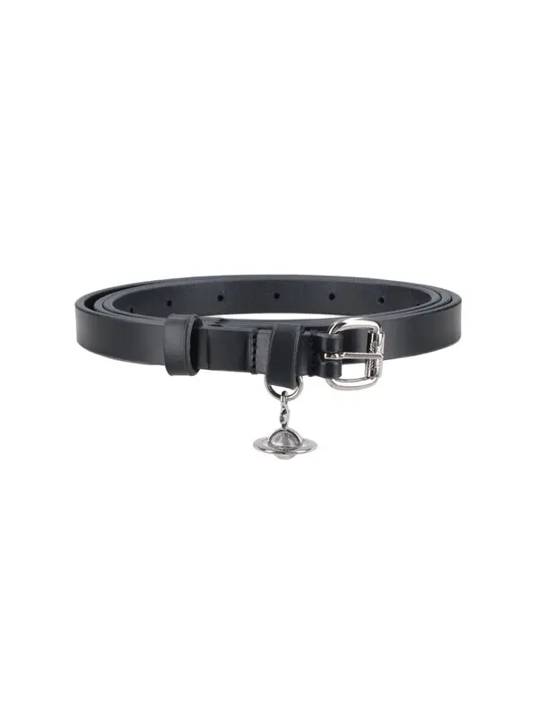 VIVIENNE WESTWOOD Leather Belt With Orb Charm - Black